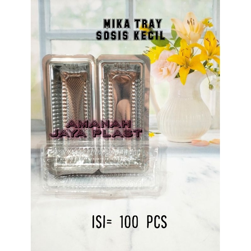 Jual TERSEDIA HARGA GROSIR(100pcs) Mika Plastik Sosis Kecil /Tray Sosis ...