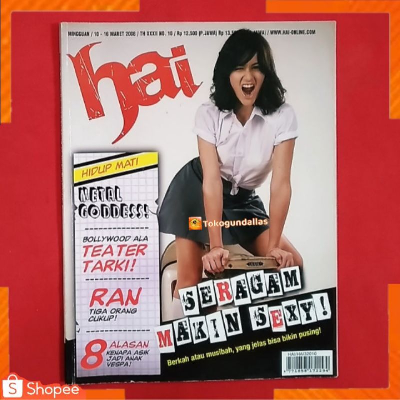 Jual Majalah Hai tahun 2008 / Model Cover Tasha / Artikel Ran band / Metal Goddess / anak vespa ...