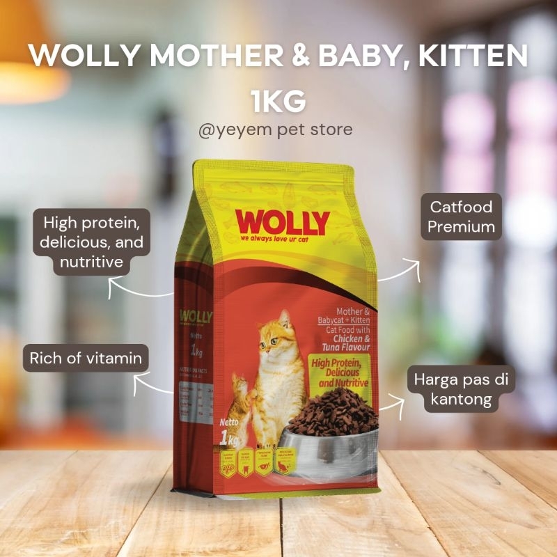 Jual WOLLY MOTHER & BABYCAT, KITTEN 1KG CHICKEN AND TUNA PAKAN KUCING ...