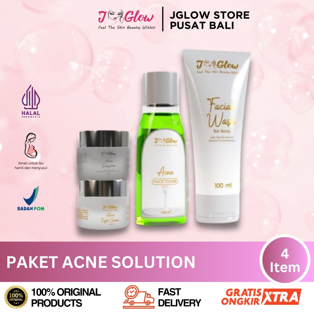 Jual Jglow Paket Acne Solution (diformulasikan khusus untuk kulit berjerawat dan berminyak - 4 ...