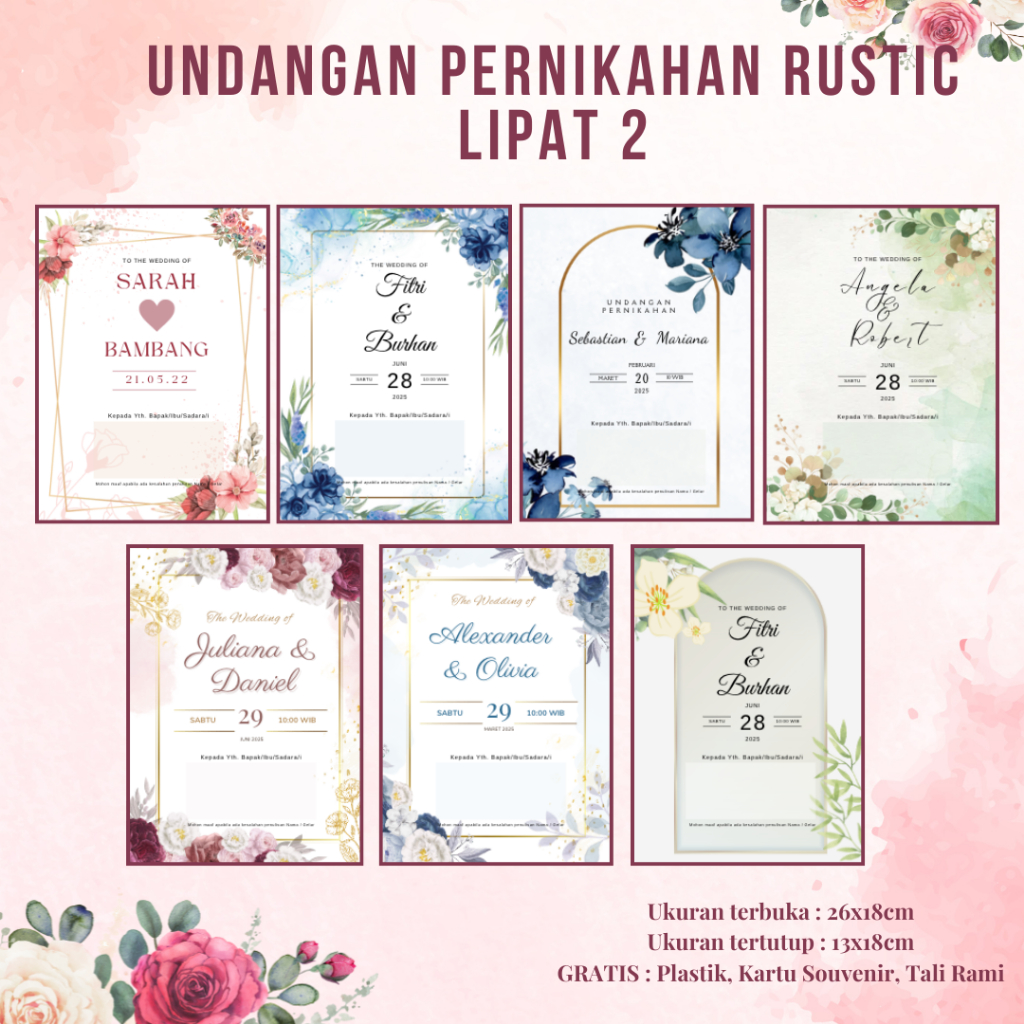 Jual Undangan Pernikahan Rustic Lipat 2 - Undangan Nikah Murah | Shopee ...
