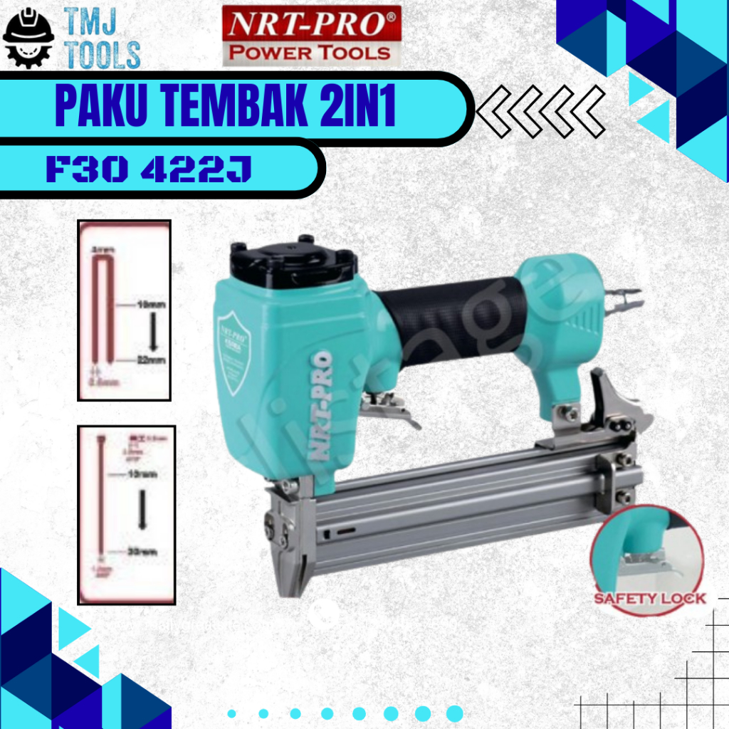 Jual Mesin Paku Tembak 2in1 NRT PRO F30 422J Air Nailer & Stapler Gun FULL SAFETY Alat Paku ...