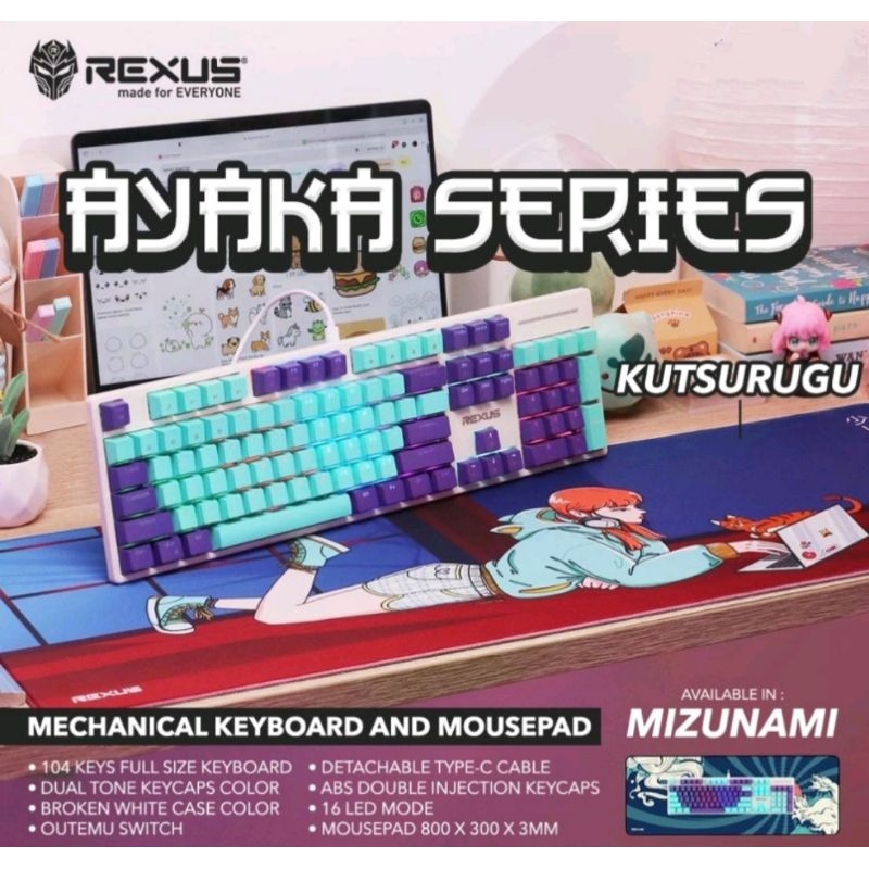Jual Rexus Ayaka Series Japan KG1-2 Deskmat & Keyboard Bundle Combo Gaming | Shopee Indonesia