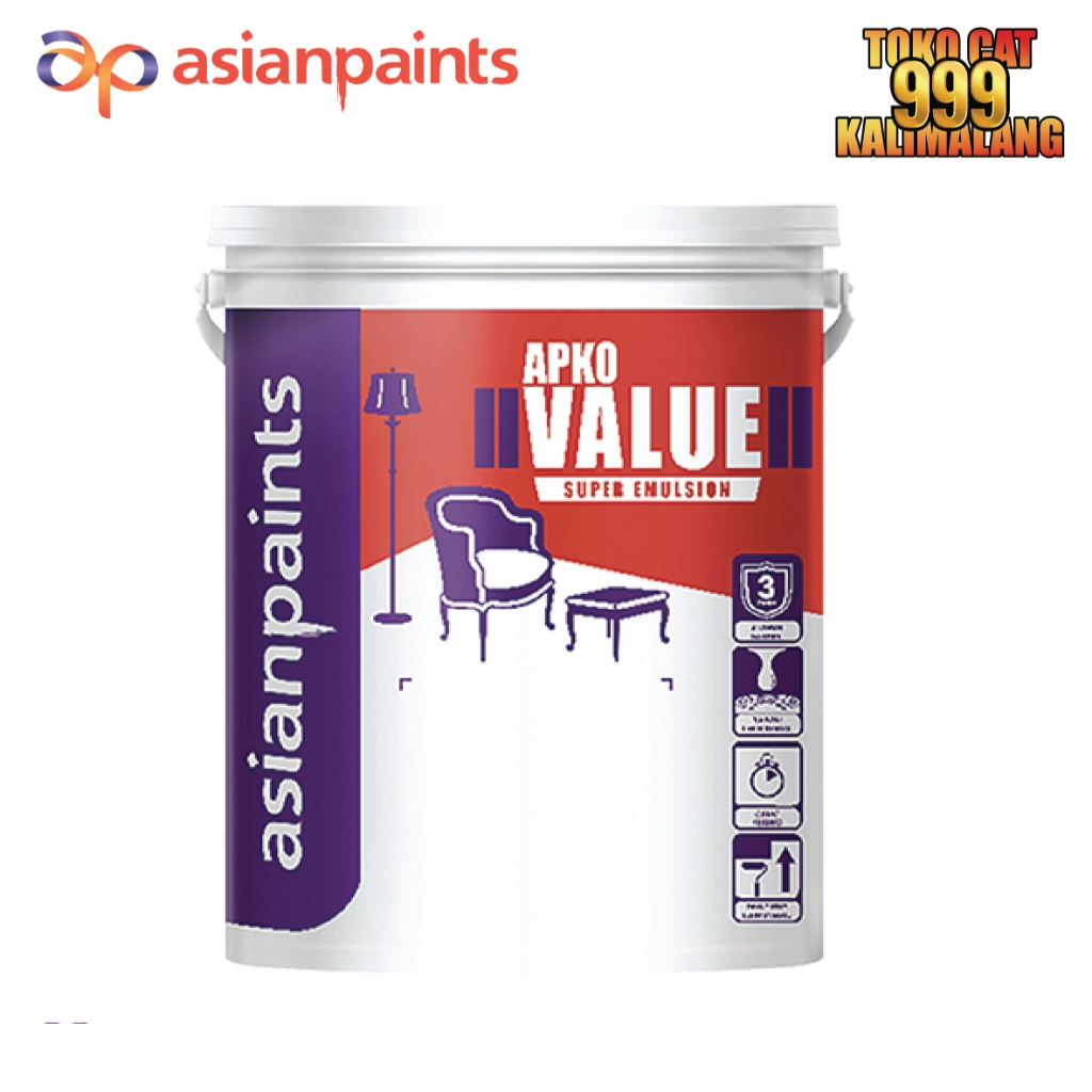 Jual Cat Tembok Plafon Rumah Interior Asian Paint Apko Value Putih 5 Kg ...