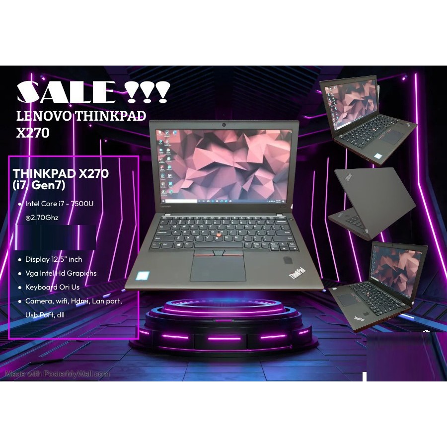 Jual LENOVO THINKPAD X270 CORE i7 GEN7 SSD 256GB CAMERA LAYAR 12 ...