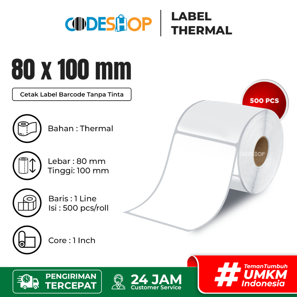 Jual Stiker Label Resi Pengiriman Marketplace 80x100 mm Thermal isi 500 Pcs | Shopee Indonesia