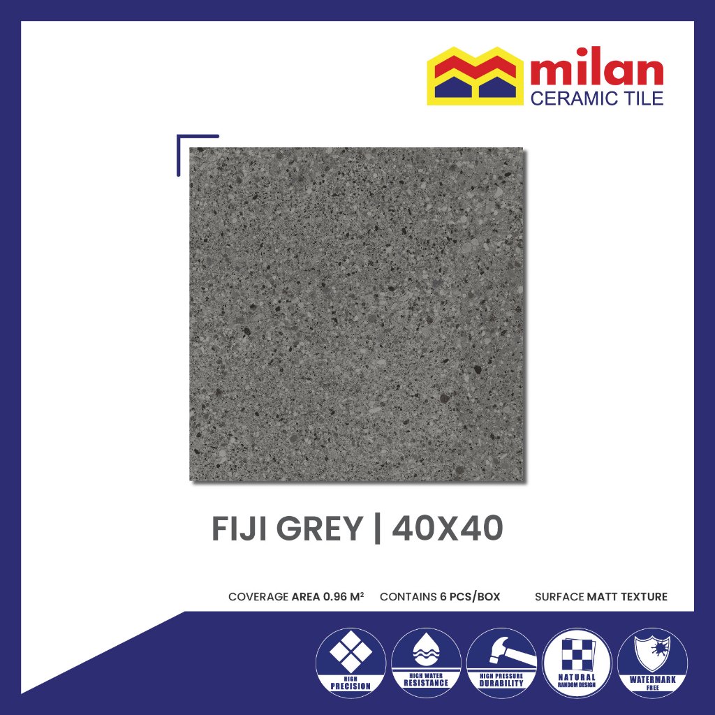 Jual MilanTiles - MILAN Fiji Grey 40X40 Keramik Lantai Motif Stone Matt ...