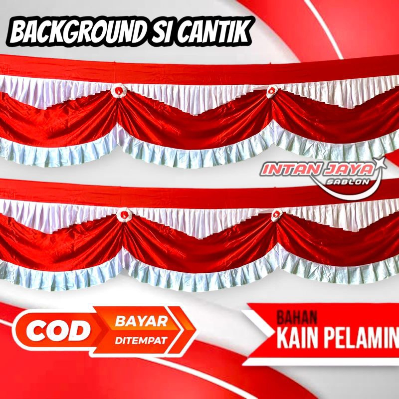 Jual Bendera Background Merah Putih Cantik Full Abutay 10 Gelombang/Umbul Umbul Gelombang ...