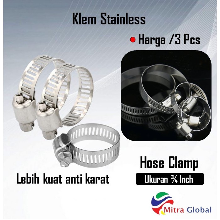 Jual Klem Selang / Hose Clamp Stainless 1/2”, 5/8”, 3/4” / Klem Selang ...
