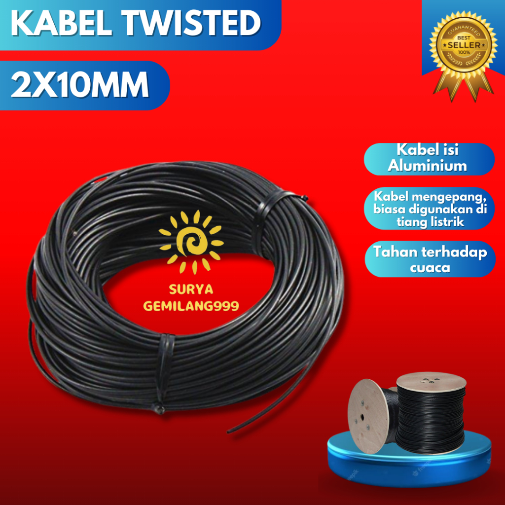 Jual Kabel Twisted 2x10 / Kabel PLN 2x10 mm / Kabel Twist SR 2 x 10 mm ...