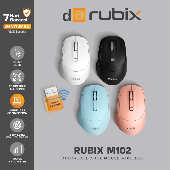 Jual Digital Alliance Rubix M102 Wireless 2.4GHz Mouse office Lightweight Silent Click II GPX ...