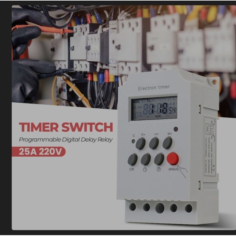 Jual Programmable Digital Timer Switch Relay 28 Program 220V/25A ...