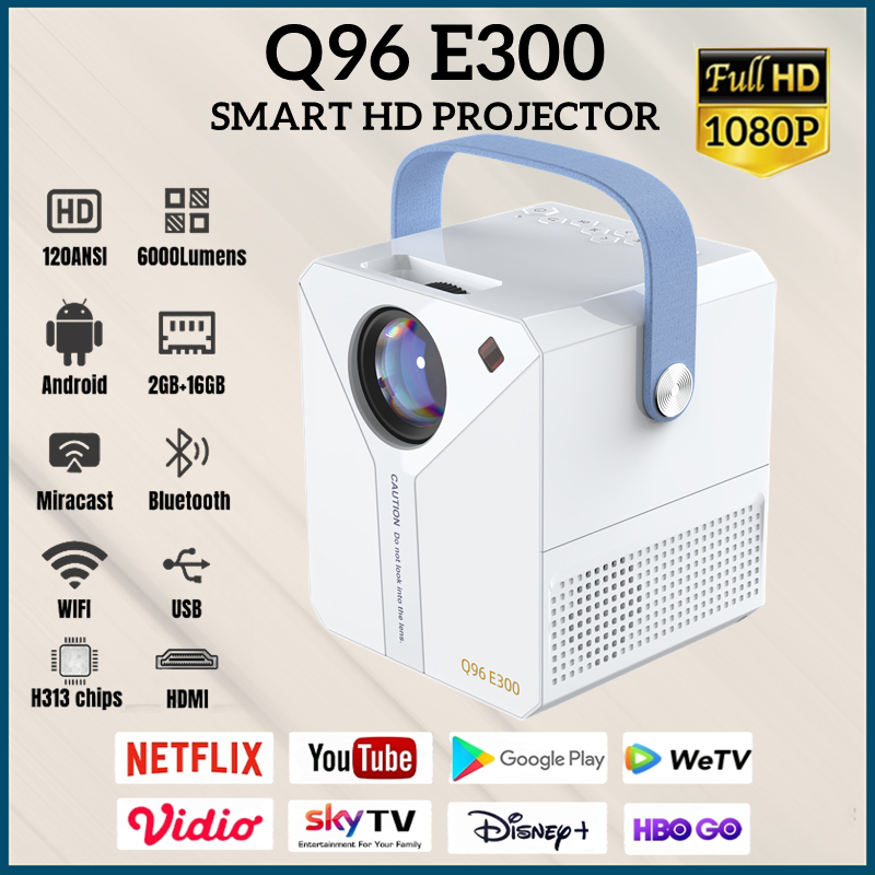 Jual Q96 E300 Proyektor Android TV 1080P Smart Projector 6000 lumens ...