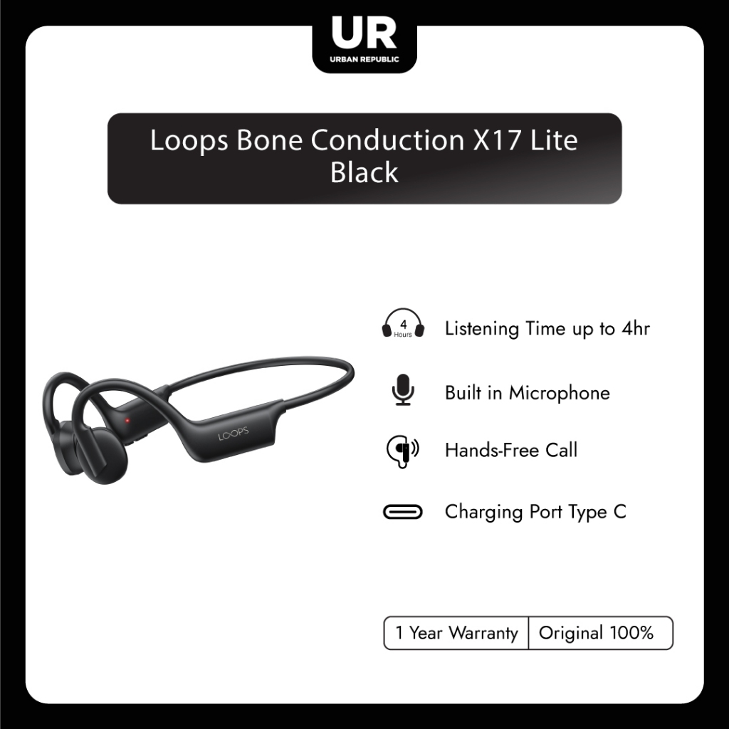 Jual LOOPS Bone Conduction X17 Lite Bluetooth Earphone - Black | Shopee ...