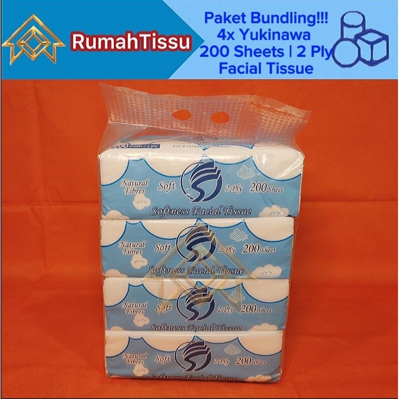 Jual [Paket Bundling 4 Pack] Tisu Yukinawa Facial Tissue 200 Sheets 2 ...