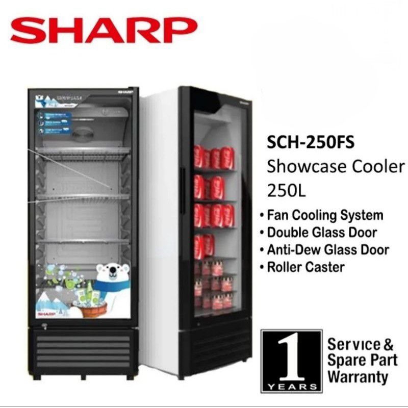 Jual SHARP Showcase Display Cooler Lemari Pendingin 250 Liter SCH-250FS ...
