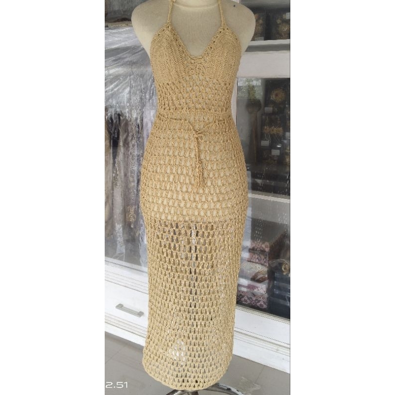 Jual Long Dress Rajut Bali / crochet bali | Shopee Indonesia