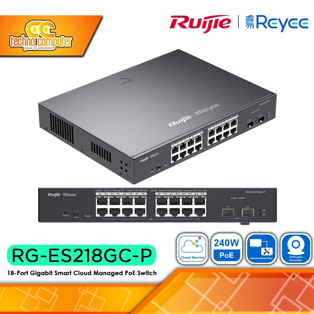 Jual SWITCH POE RUIJIE/REYEE RG ES218GC-P 18-Port Gigabit Smart Cloud Managed POE Switch ...