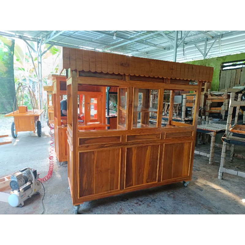 Jual gerobak bakso mie ayam kayu jati booth | Shopee Indonesia