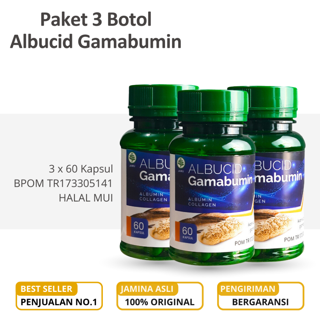 Jual PAKET 3 BOTOL - Albucid Gamabumin Albumin Collagen 60 Kapsul ...