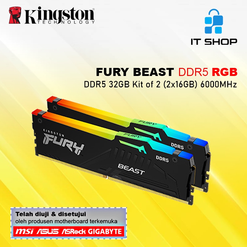 Jual Kingston FURY Beast 32GB (2x16GB) RGB DDR5 - 6000MHz | Shopee Indonesia