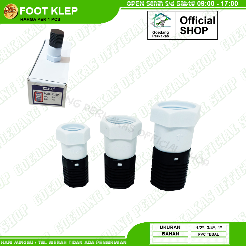 Jual Foot Klep Pvc Elfa Murah 1/2" 3/4" 1" / Footklep Pipa Air Sumur ...
