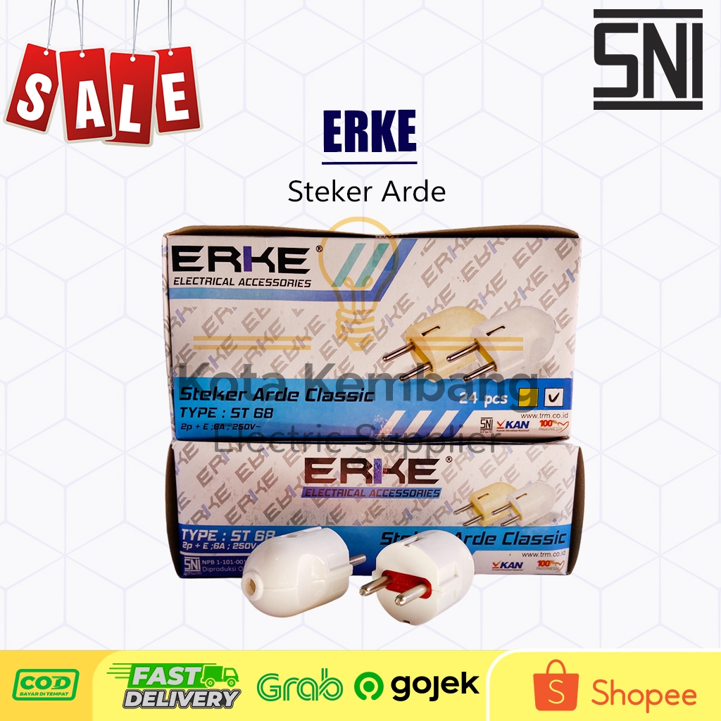 Jual STEKER ARDE ERKE / STEKER ARDE SNI / COLOKAN LISTRIK / STEKER ERKE ST 68 | Shopee Indonesia