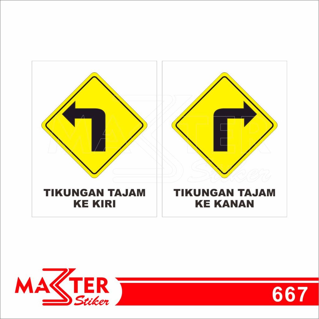 Jual 667 - Stiker Rambu Lalu Lintas, Tikungan Tajam Ke Kiri Kanan ...