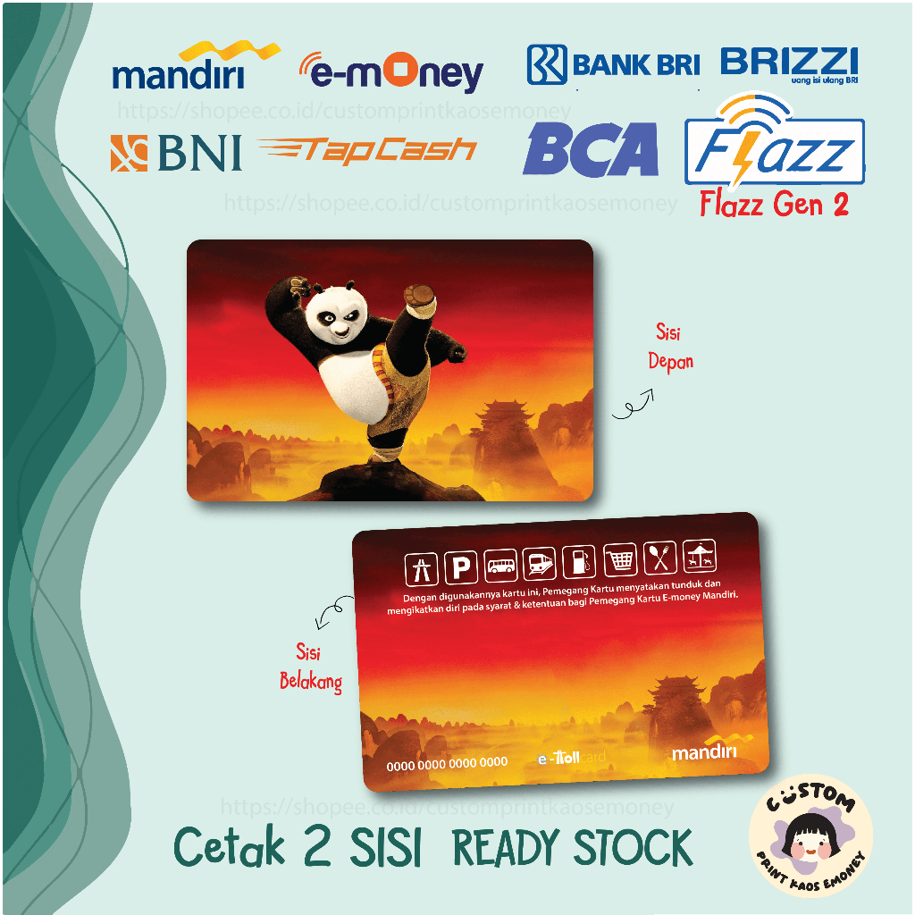 Jual KARTU E MONEY E TOLL ANIME KUNG FU PANDA GEMOY KARTUN LUCU MANDIRI ...