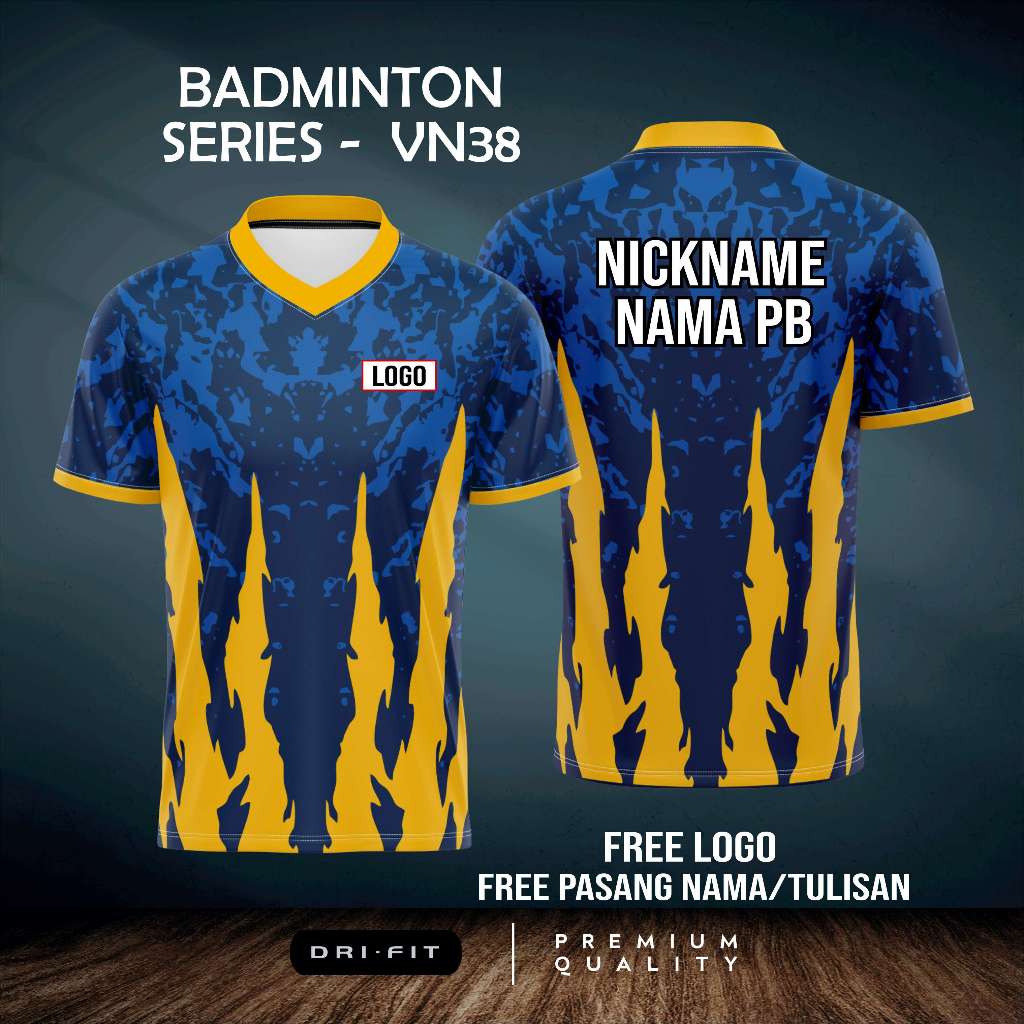 Jual JERSEY KAOS BADMINTON BULUTANGKIS PADEL VN38- BISA CUSTOM NAMA DAN ...
