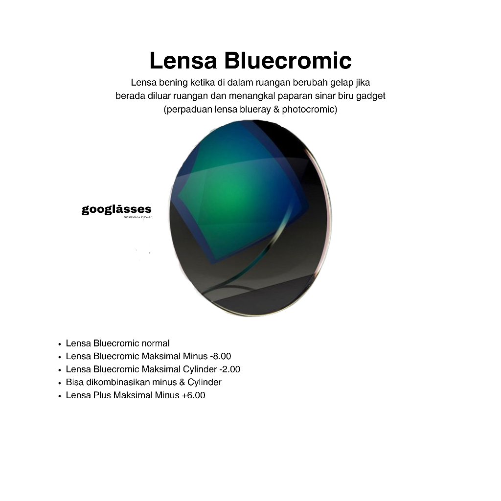 Jual Custom Lensa Bluecromic Normal, Minus & Cylinder - Googlasses ...