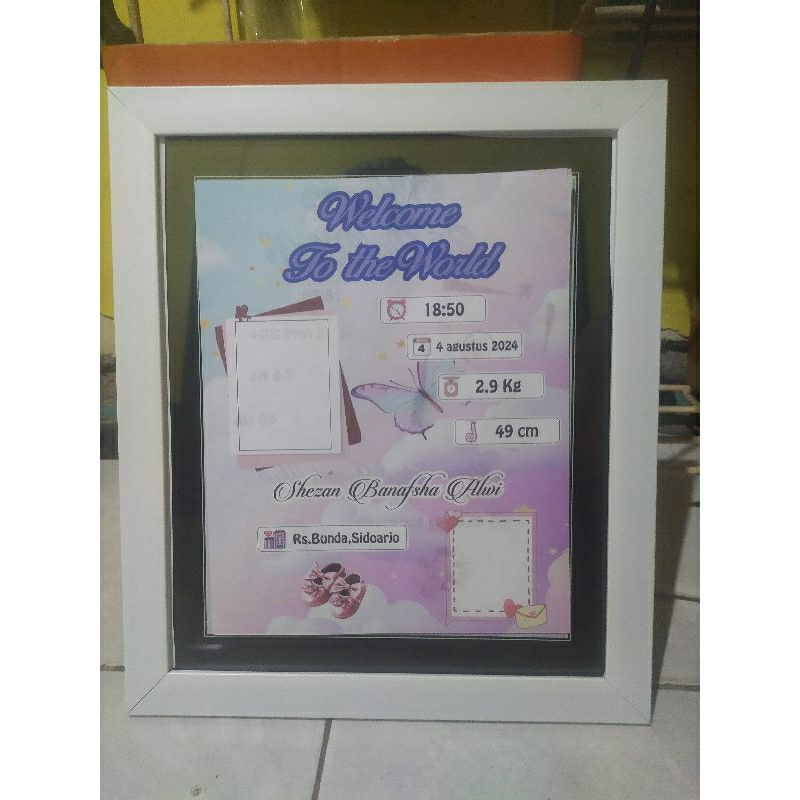 Jual biodata anak bayi + pigora | kado bayi (custom) | Shopee Indonesia
