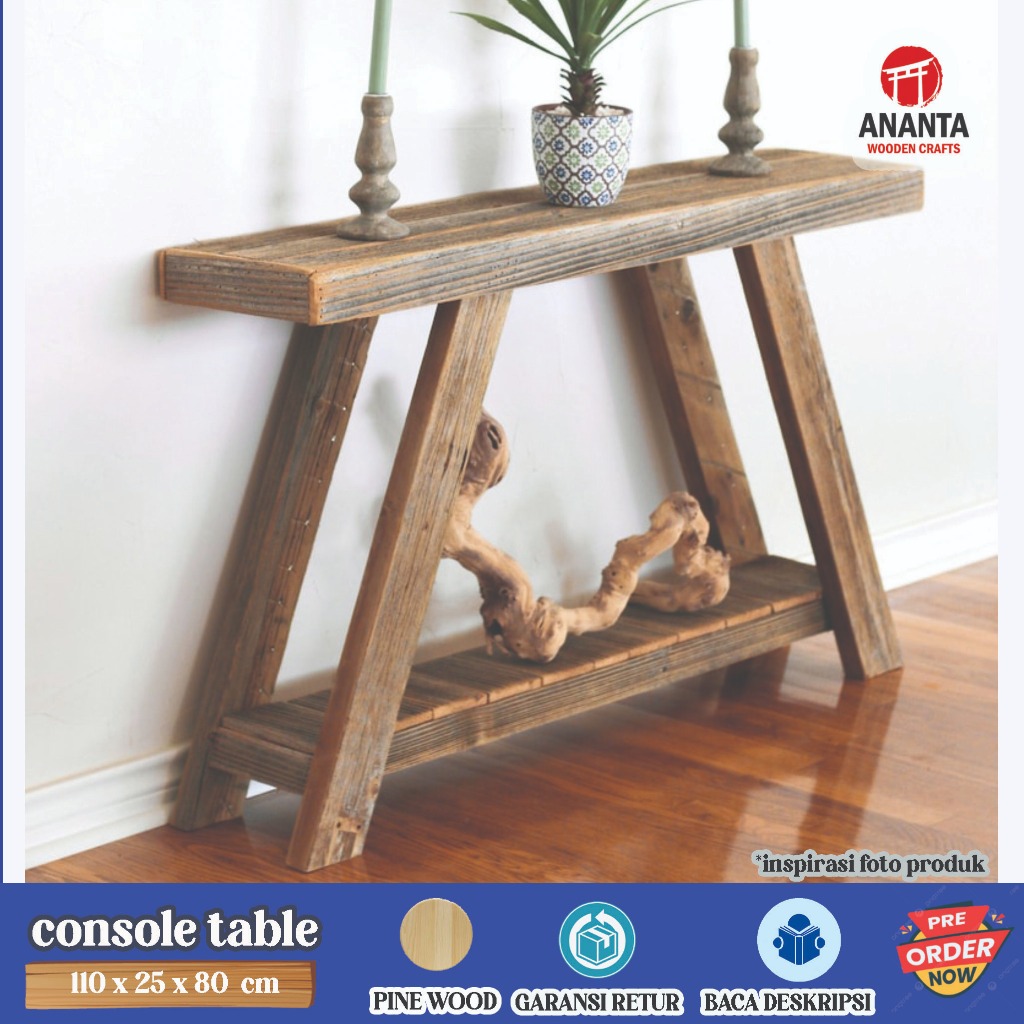 Jual 110*25*80 cm/custom CONSOLE TABLE / MEJA DEKORASI RUSTIC | Shopee ...