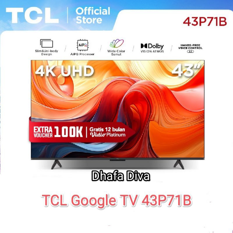 Jual TCL LED TV 43" 4K UHD Google TV Digital Smart TV 43P71B | Shopee ...