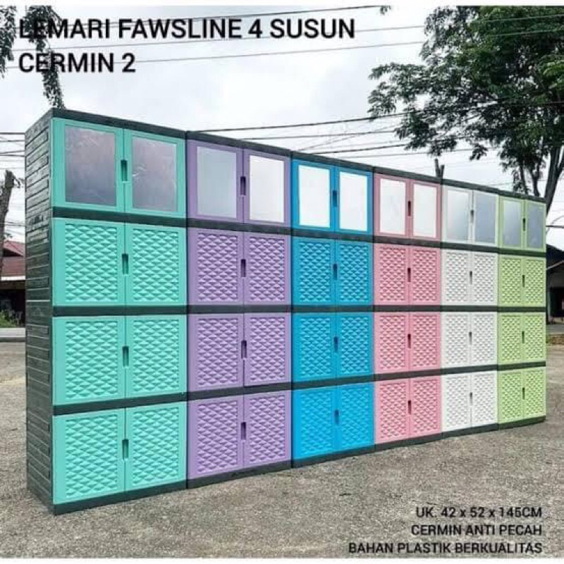 Jual LEMARI FAWSLINE 4 SUSUN 2 PINTU 2 KACA | Shopee Indonesia