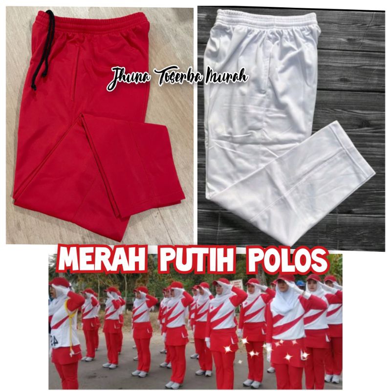 Jual Celana panjang training olahraga merah putih polos/ seragam 17 ...
