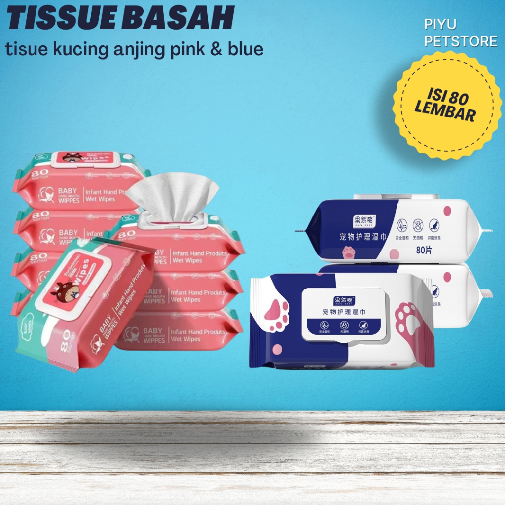 Jual Wipes Tisu Basah Kucing Anjing Baby Wipes Wet Tissue Basah Isi 80 ...