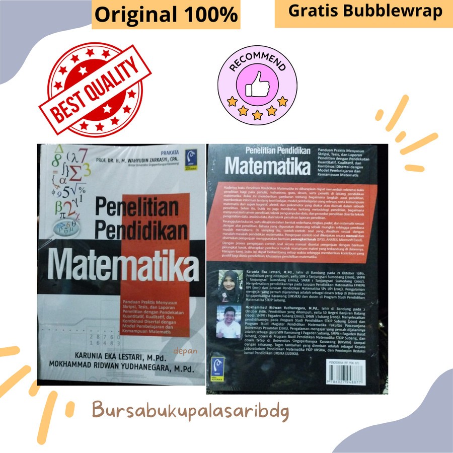 Jual Buku Penelitian Pendidikan Matematika Karunia Eka Lestari Dan Mokhammad Ridwan Yudhanegara ...