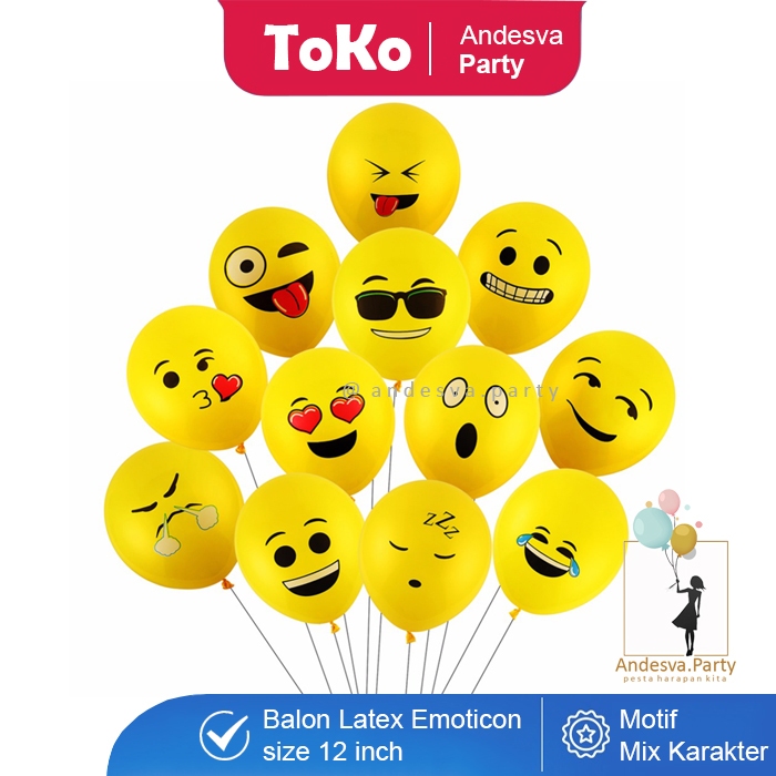 Jual balon latex emoji / balon motif emoticon / balon emoticon / balon ...