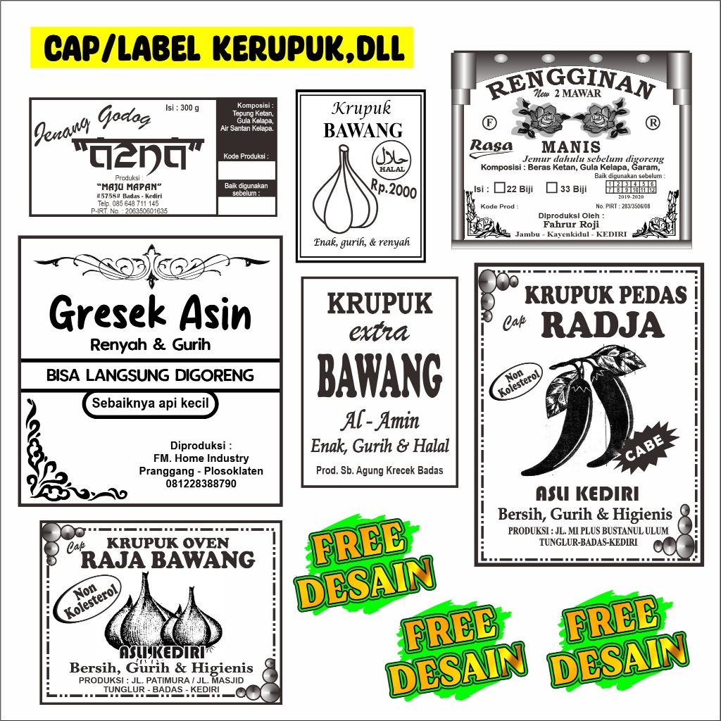 Jual Cap Label Kerupuk [krupuk Bawang Krupuk Kulit Jagung Manis