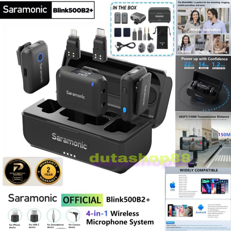 Jual Saramonic BLINK 500 B2+ 4 IN 1 WIRELESS MICROPHONE SYSTEM B500 B2 ...