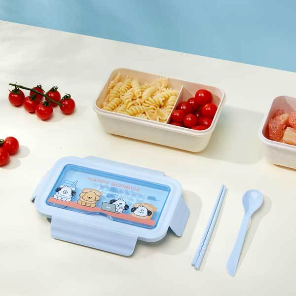Jual BONBOX Light Blue Lunch Box Printed 700ml Set Kotak Bekal Motif ...
