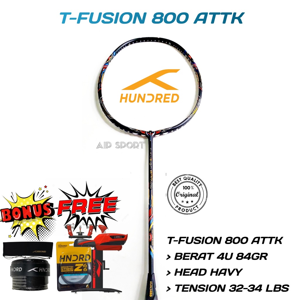 Jual Raket Badminton Hundred T-Fusion 800 Original | Shopee Indonesia