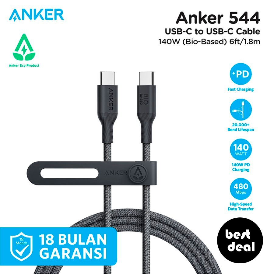 Jual Anker 544 PowerLine USB-C to USB-C Bio-Based Cable 6ft / 1.8m ...
