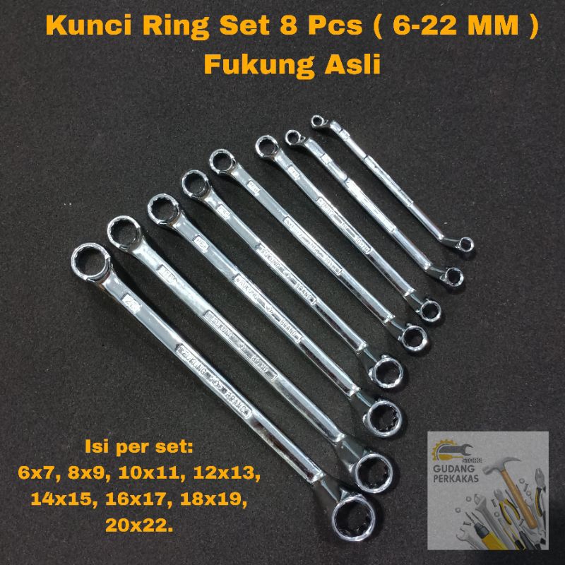 Jual Kunci Ring Set 8 Pcs (6-22) FUKUNG ASLI - Double Ring Spanner 8Pcs ...