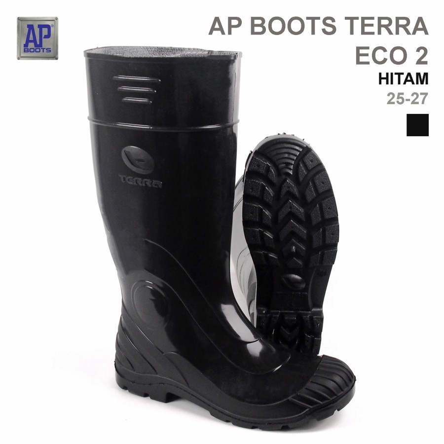 Jual Sepatu Boot Karet Panjang Terra Eco 2 Full Hitam / Sepatu AP Boot ...