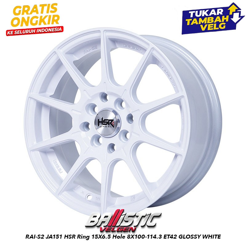 Jual Velg Original HSR Wheel Type Rai S2 Warna Putih Ring 15 Lubang PCD 4X100 dan 4X114,3 Palek ...