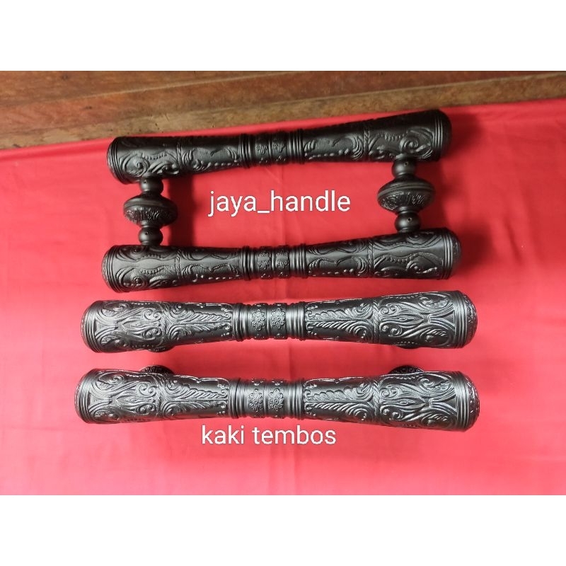 Jual 4 Pcs Handle Pintu Rumah Kuningan Motif Godo Ukir Cat Hitam Doff ...