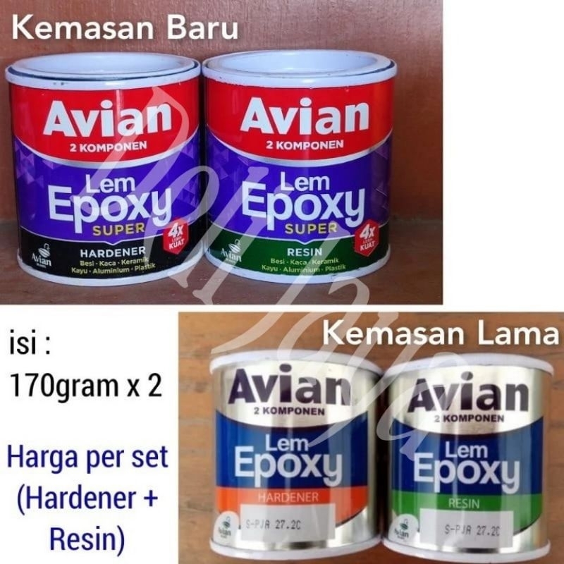Jual Lem Epoxy Transparan AVIAN SUPER 2 Komponen 2 x 170g | Shopee ...