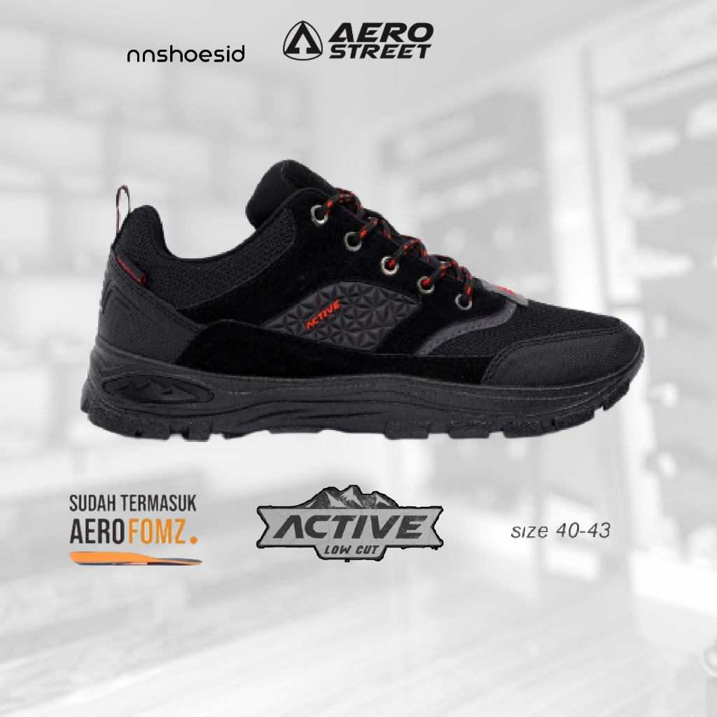 Jual Aerostreet Active Low 40 - 43 Hitam Hitam Merah - Sepatu Sneaker ...